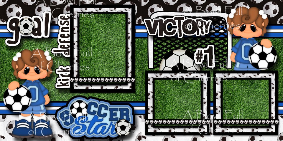 SOCCER GIRL 2 premade scrapbook pages paper printed 4 album layout ...