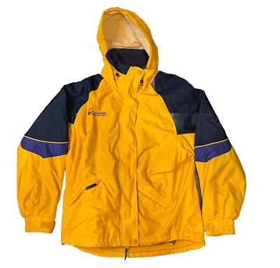Vintage Columbia Jacket Womens Large Yellow Fleece Lined Coat Hooded ...
