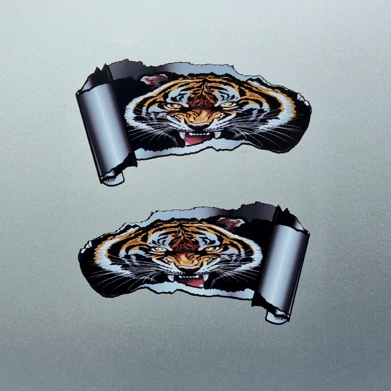 2x Angry Bengal Tiger Ripped Metal Slash Vinyl Sticker Decal For Car ...
