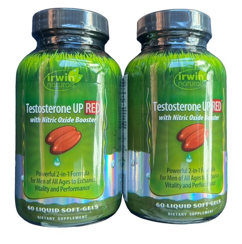 Lot of 2: Irwin Naturals Testosterone Up RED, 120 Softgels Total, Exp ...