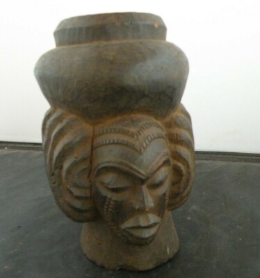 Old Kuba tribe carving, statue, sculpture African folk art, cup, bowl ...