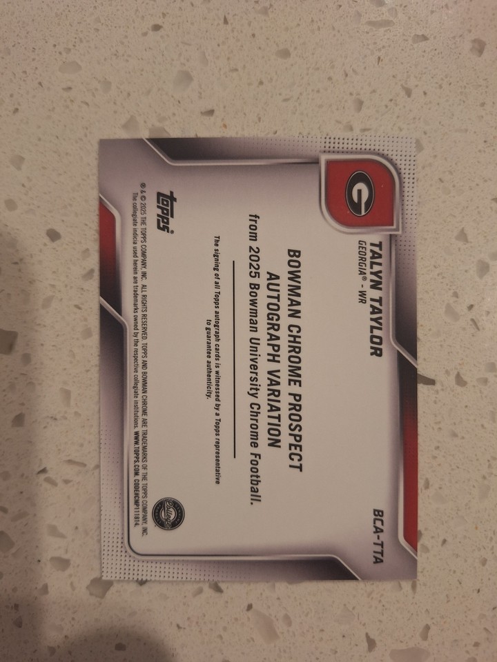 2025 Bowman Chrome University Football Talyn Taylor #BCA-TTA 1st Auto ...