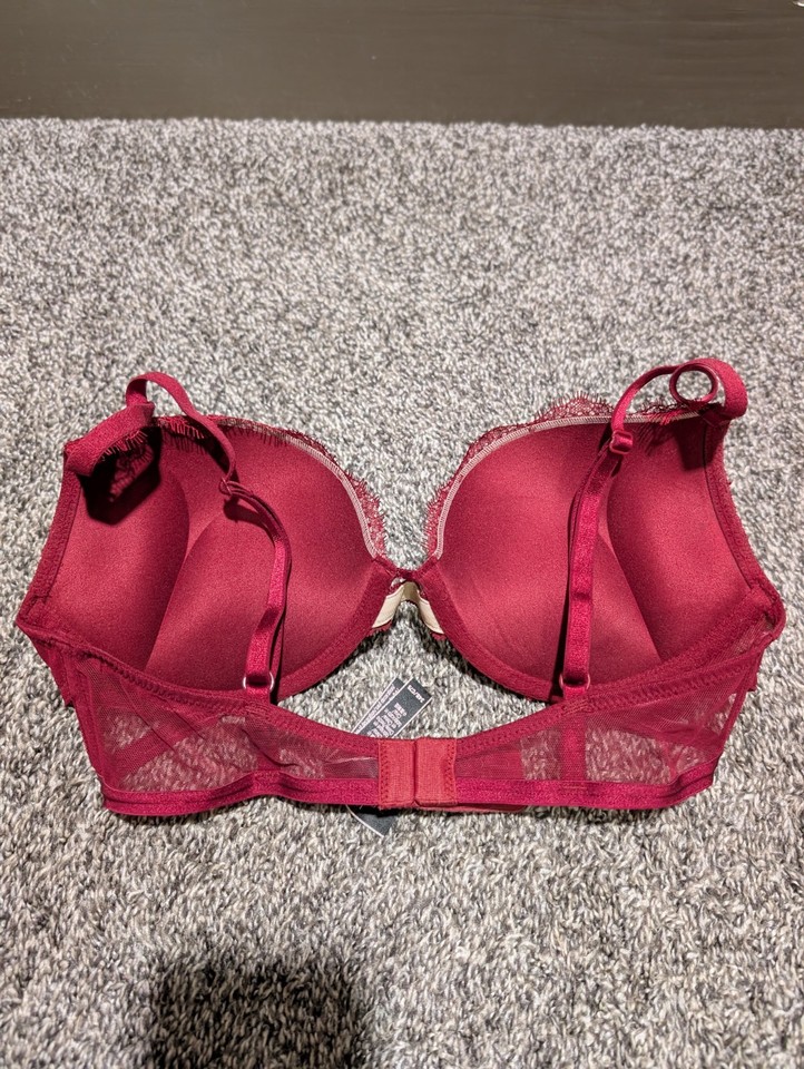 Victoria Secret Bombshell Plunge Push Up Bra 34B Red Lace Underwire | eBay