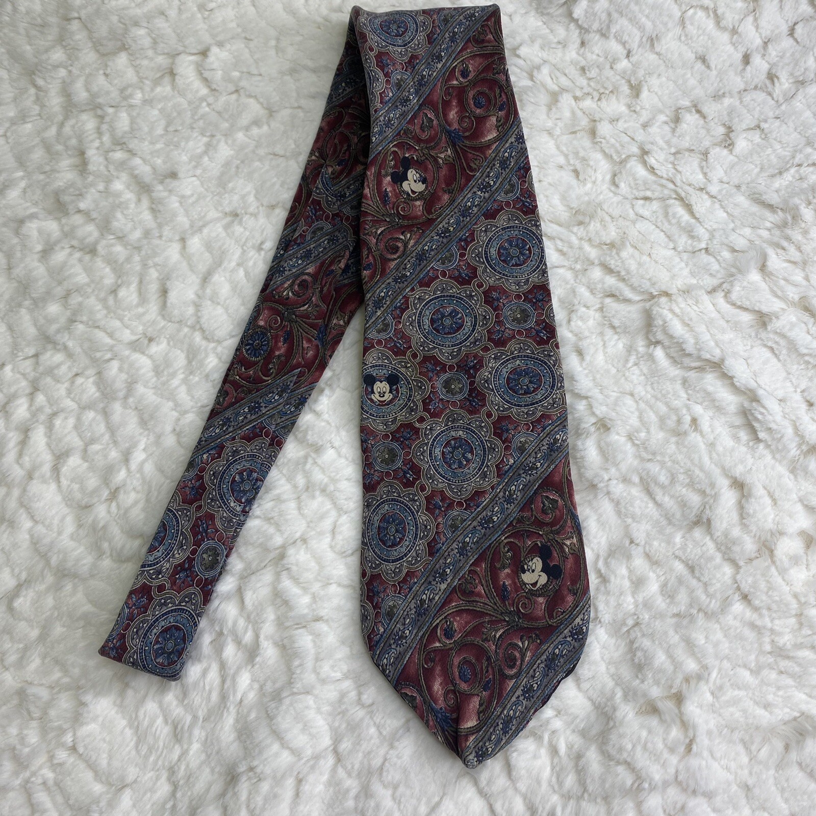 Vintage Mickey Mouse Disney Paisley Silk Neck Tie - Gem