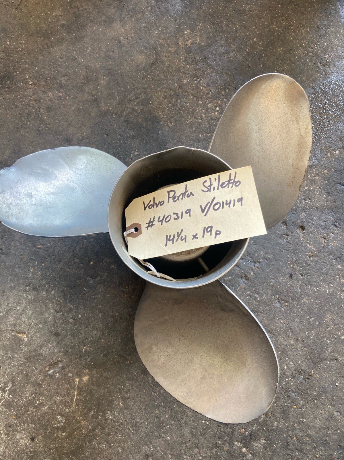 VOLVO PENTA STILETTO PROPELLER STAINLESS 40319 V/01419 14 1/4X19P for ...