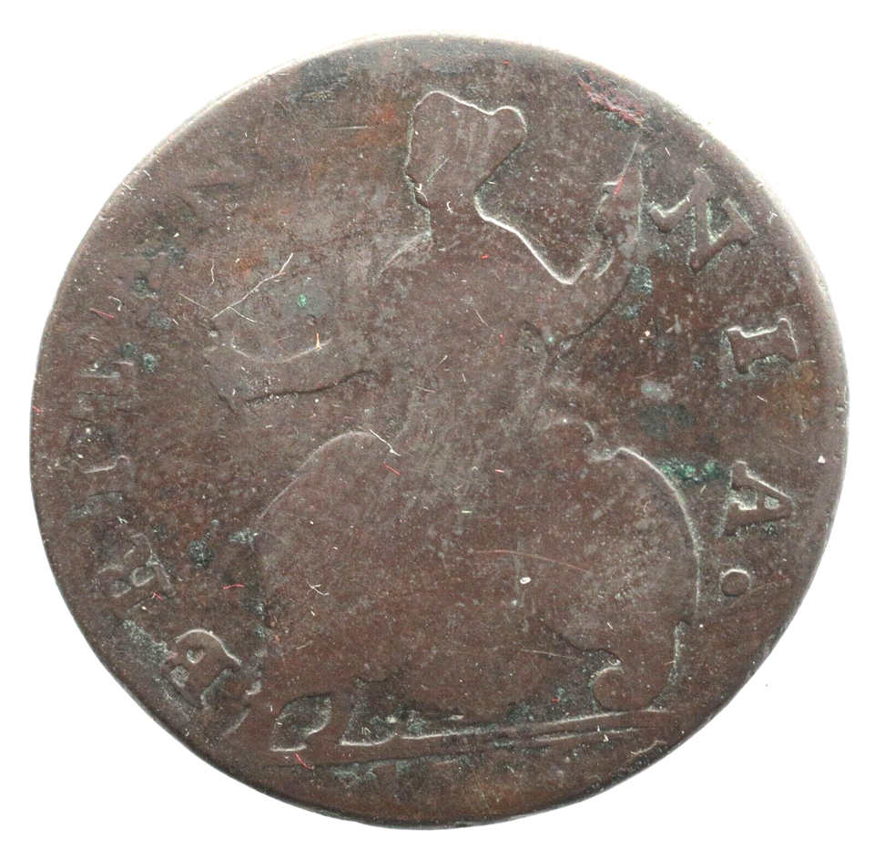 KAPPYSCOINS G5949 GREAT BRITAIN COLONIAL KING GEORGE II 1756 COPPER ...