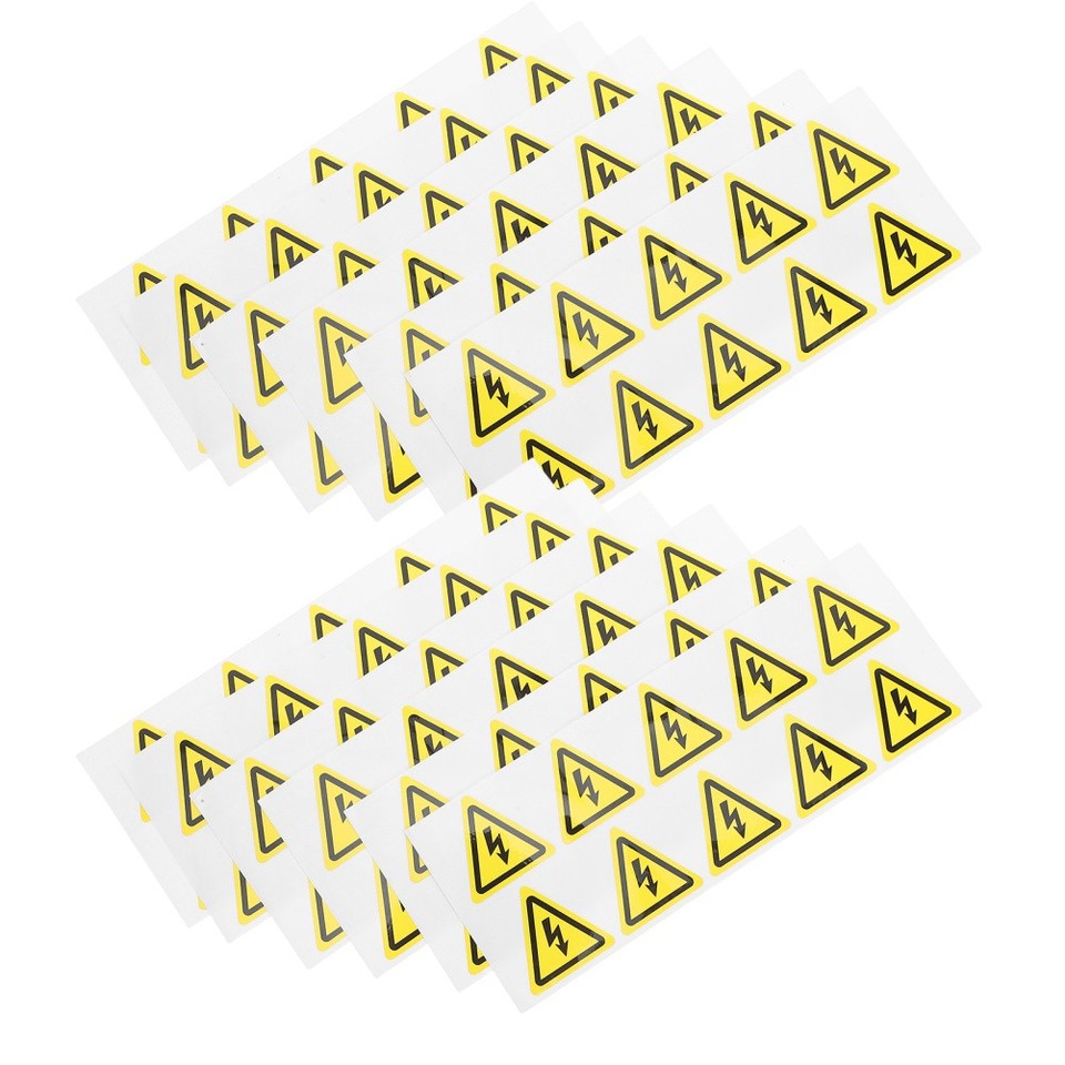 200pcs High Voltage Sign - Electrical Warning Stickers Yellow Triangle ...