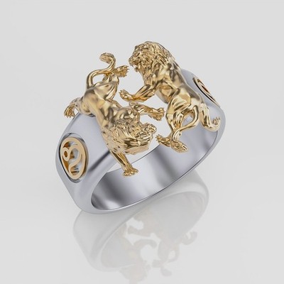 Lion Signet Ring lion Leo Zodiac Sign ring leo Astrology signet ring ...