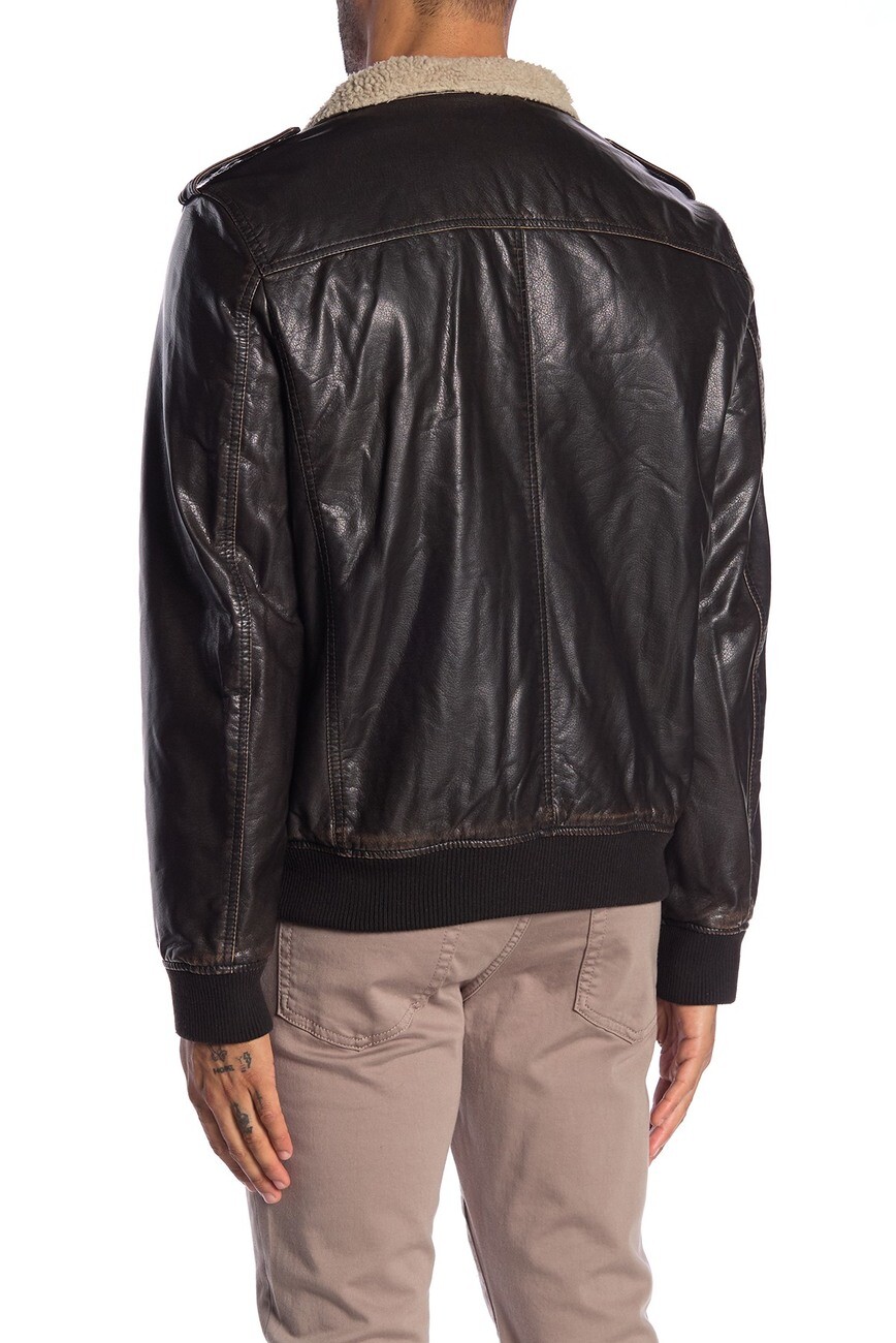 LEVIS Mens XXL CLASSIC Faux LEATHER SHERPA Lined Military AVIATOR ...