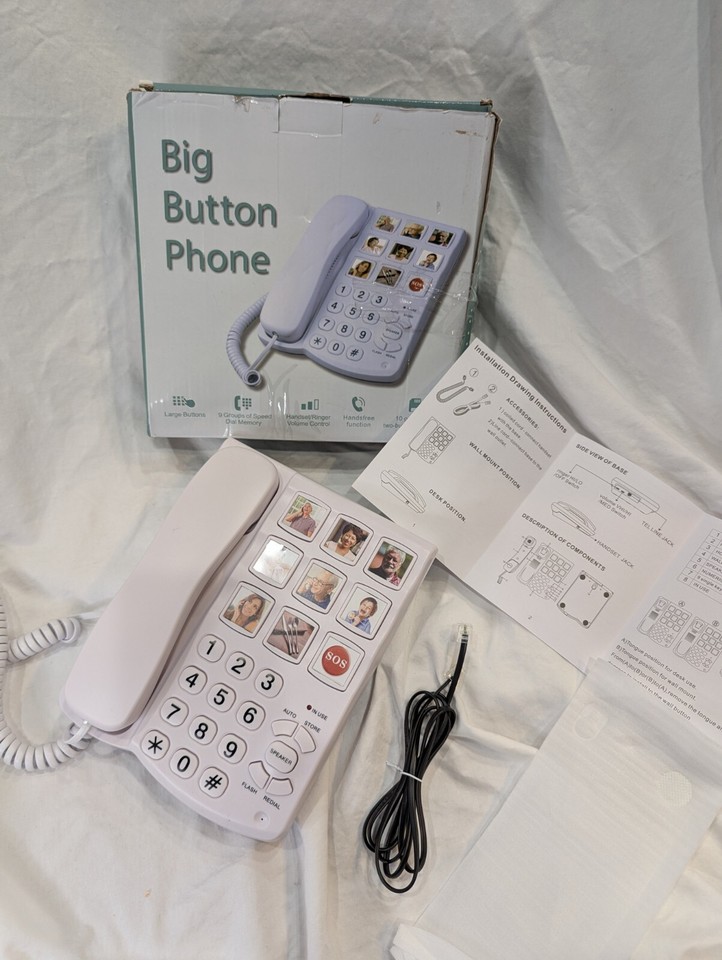 Big Button Phone with Extra Loud Ringer, NIB elderly Visually Impaired ...