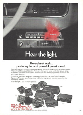 1974 Craig Powerplay Car Stereo Radio Hear The Light vtg Print AD ...