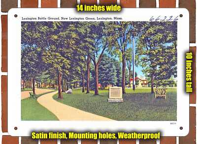 Metal Sign - Massachusetts Postcard - Lexington Battle Ground, Now ...