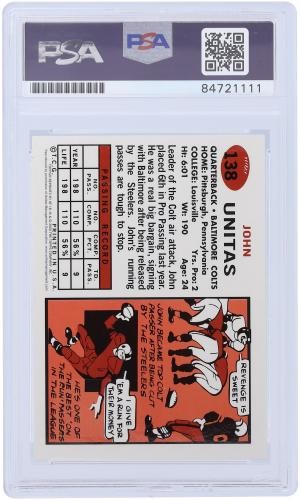 Johnny Unitas Colts Signed '00 Topps Archives '57 Rookie Reprint 138 ...