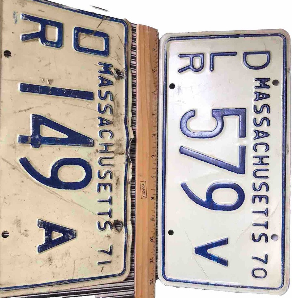 MASSACHUSETTS 1970 & 1971 DEALER LICENSE PLATES (2) 149 & 579 | eBay