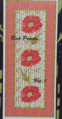 "Red Poppy" Table Runner Quilt Pattern 19" x 47" Barbara Cherniwchan ...