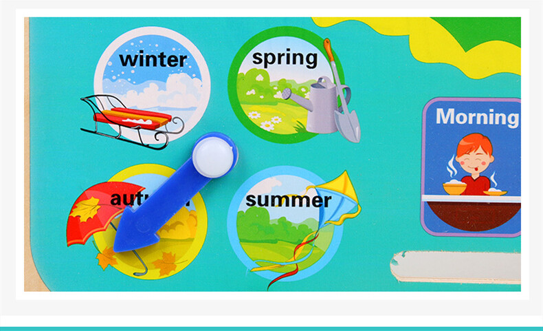 Montessori Wooden Toys Baby Weather Season Calendar Clock Time ...