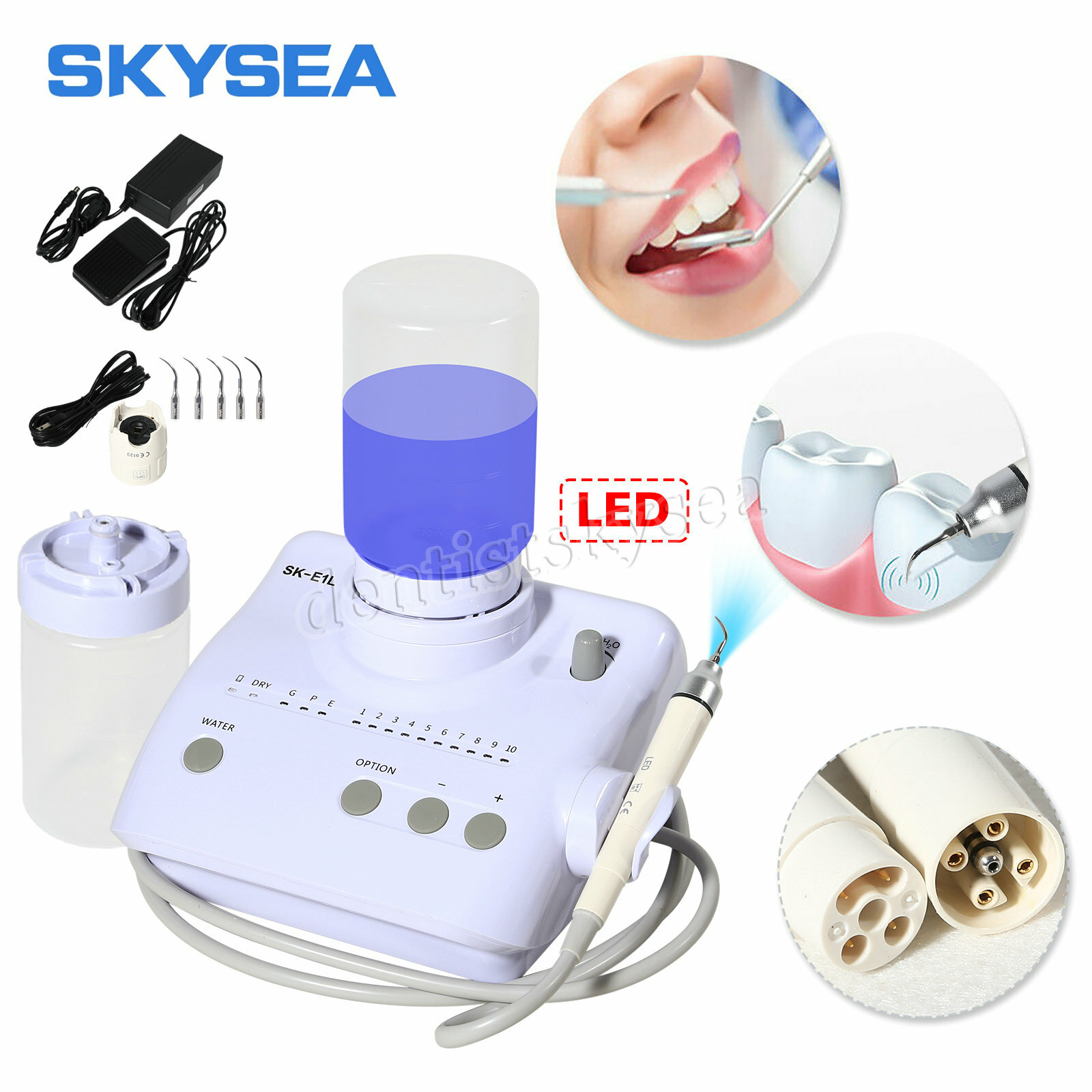 Dental LED Ultrasonic Piezo Scaler Handpiece 5*Tips 110V LED Handpieces ...