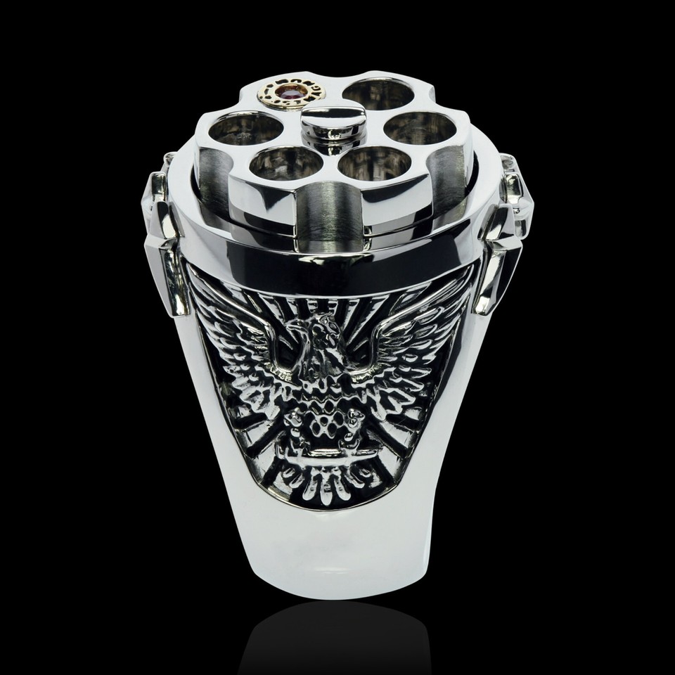 Sterling Silver 925 Ring Gun Revolver, Last Shot Revolver Eagle For Men ...