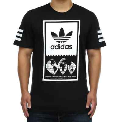 Adidas Global Lock Up Tee Black White Screenprint Men's SS T-Shirt | eBay