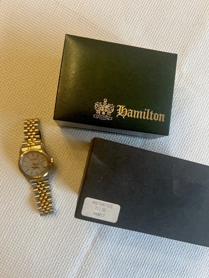 RARE Hamilton MINT Masterpiece 713QC NOS 1992 Mens SS & Gold accent ...