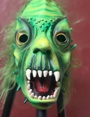 Rare Vintage Topstone Green Sea Creature Fish Monster Mask Hair Latex ...