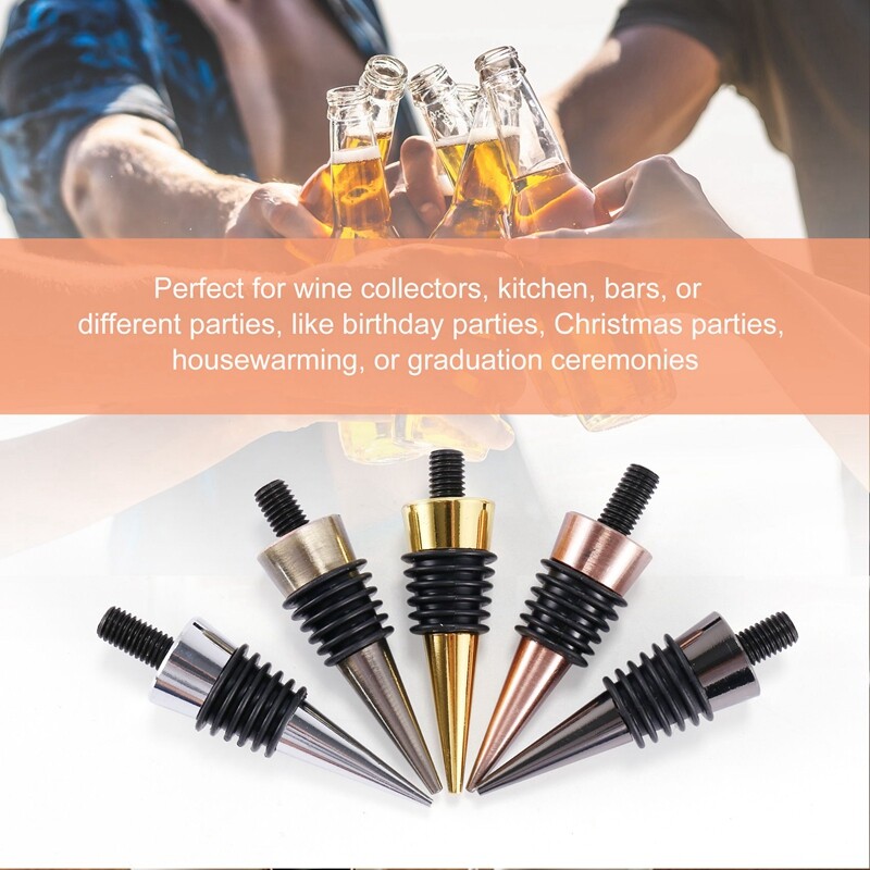 2X(10 Pieces Blank Bottle Stopper with Threaded Post Metal Wine Stopper ...