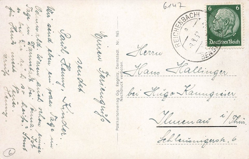 Luftkurort Reichenbach im Odenwald Hessen Postkarte AK 1933 | eBay