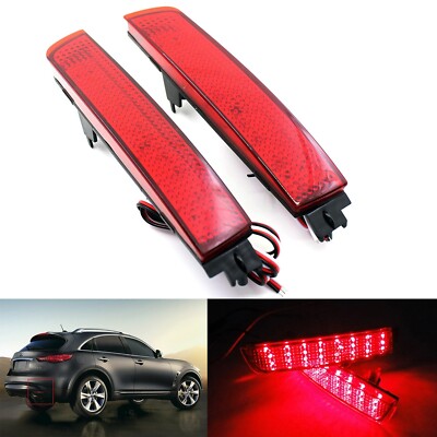 Red Lens LED Rear Bumper Reflector Tail Brake Lights For 2009-2013 ...