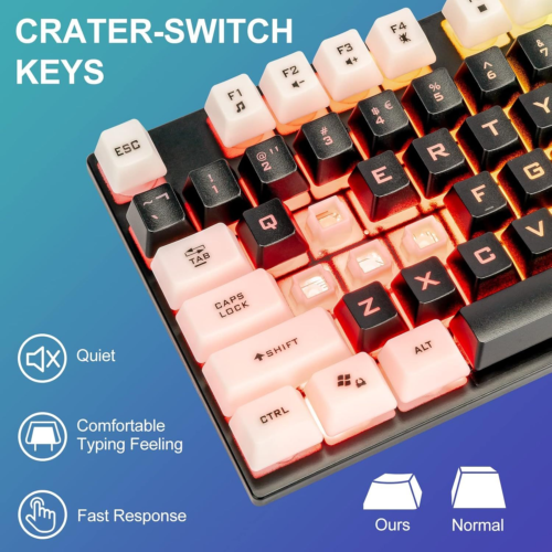 CHONCHOW Light Up Keyboard and Mouse Combo, Full Size RGB Gaming Main ...