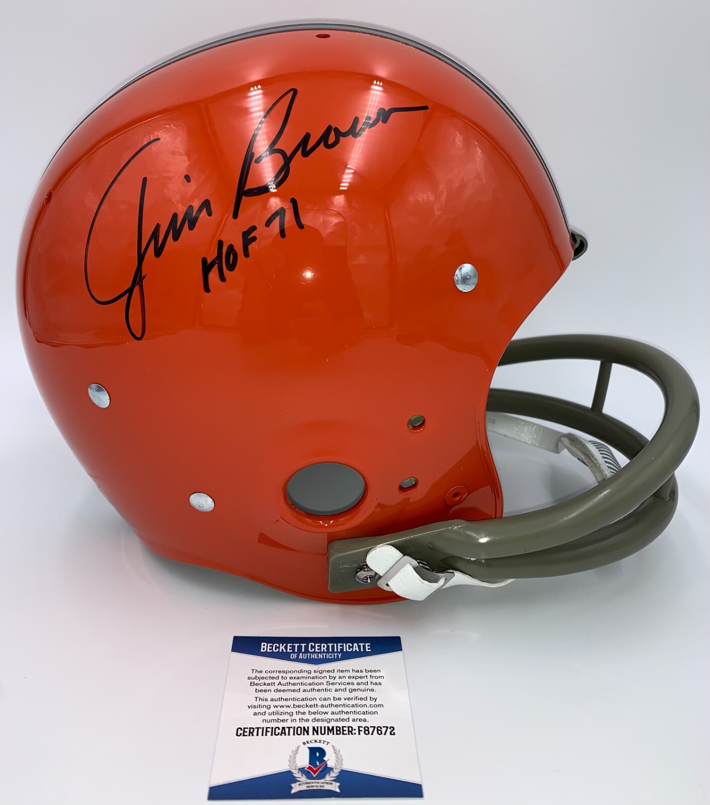 JIM BROWN signed/autographed CLEVELAND BROWNS Riddell TK 2-Bar Helmet w ...