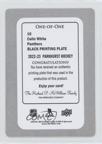 2022-23 Upper Deck Parkhurst Printing Plate Black 1/1 Colin White #10 ...