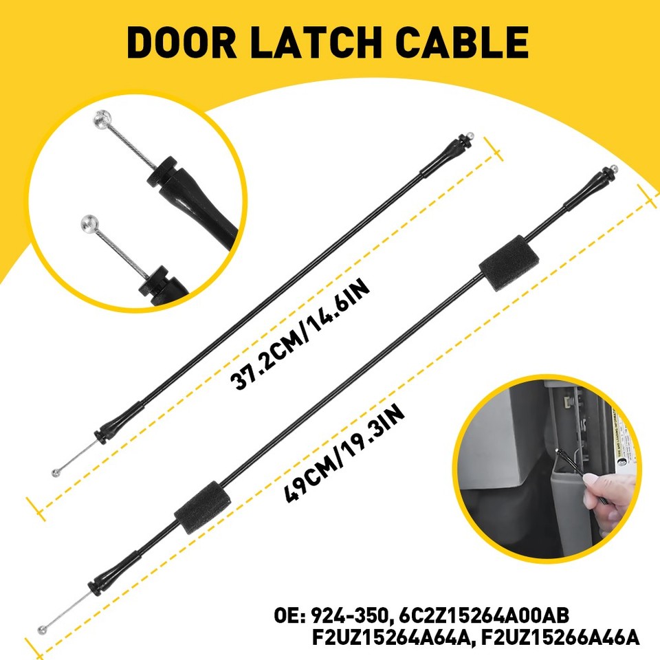 6C2Z15264A00AB Door Latch Release Cables Rear For 1992-2014 Ford E150 ...