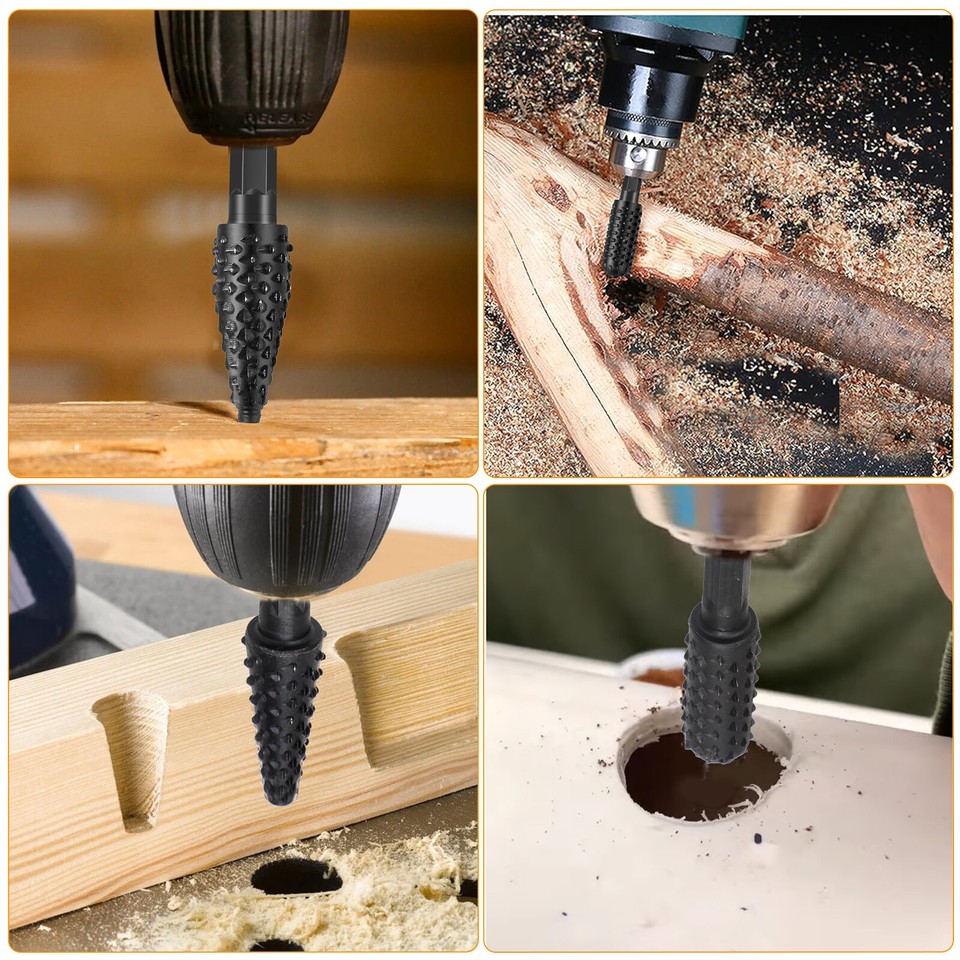 10Pcs 1/4in Shank Rotary Burr Rasp Set Carbon Steel Wood Carving File ...