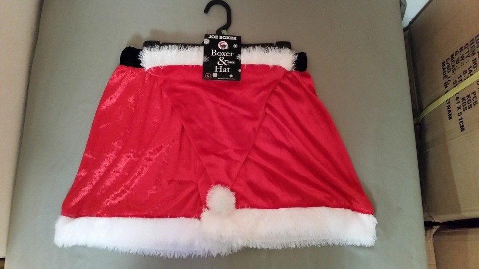 joe boxer new mens christmas santa boxer shorts with hat | eBay