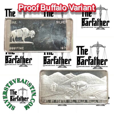 Foster FC-26 Buffalo PROOF 1 Troy Oz 999 Silver Bar Minted 1970 ...