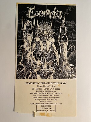 Vintage Promo Insert Exmortis Dreams Of Dead Death Metal ‘90 7” EP Demo ...
