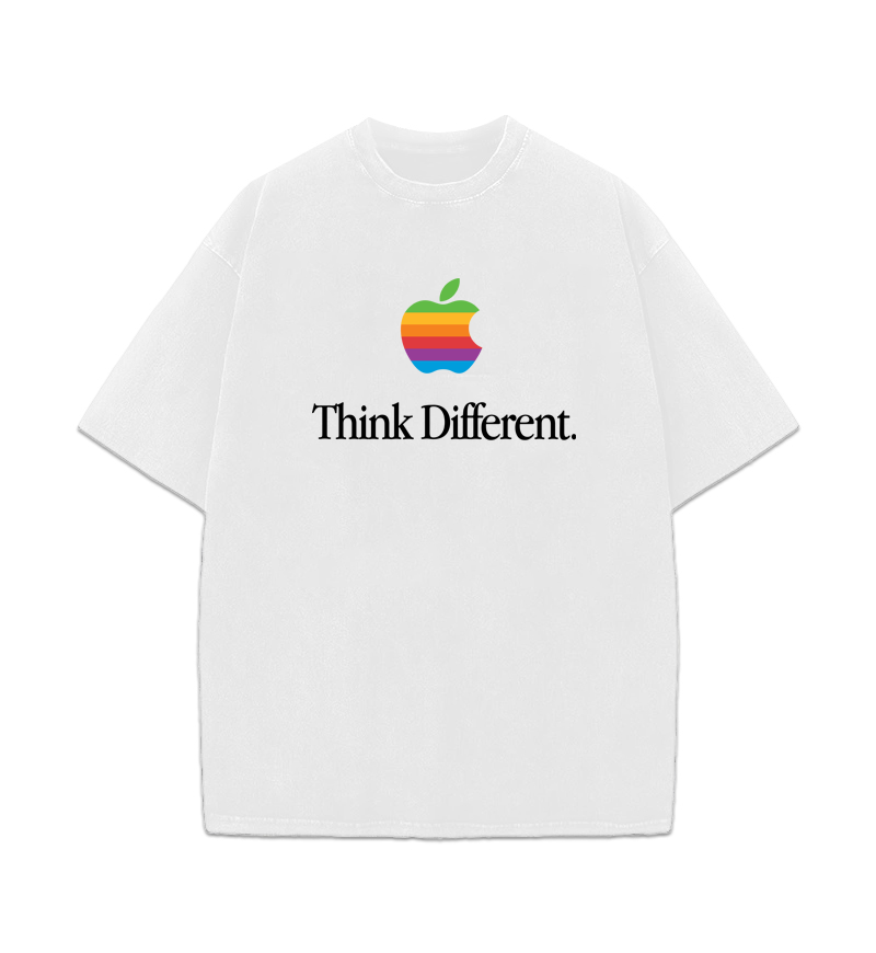 Apple Vintage Logo Think Different Slogan Funny Graphic Design T-Shirt ...