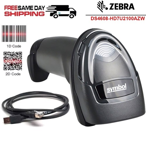 Zebra DS4608-HD7U2100AZW USB Kit Handheld 1D 2D Barcode Scanner Reader ...