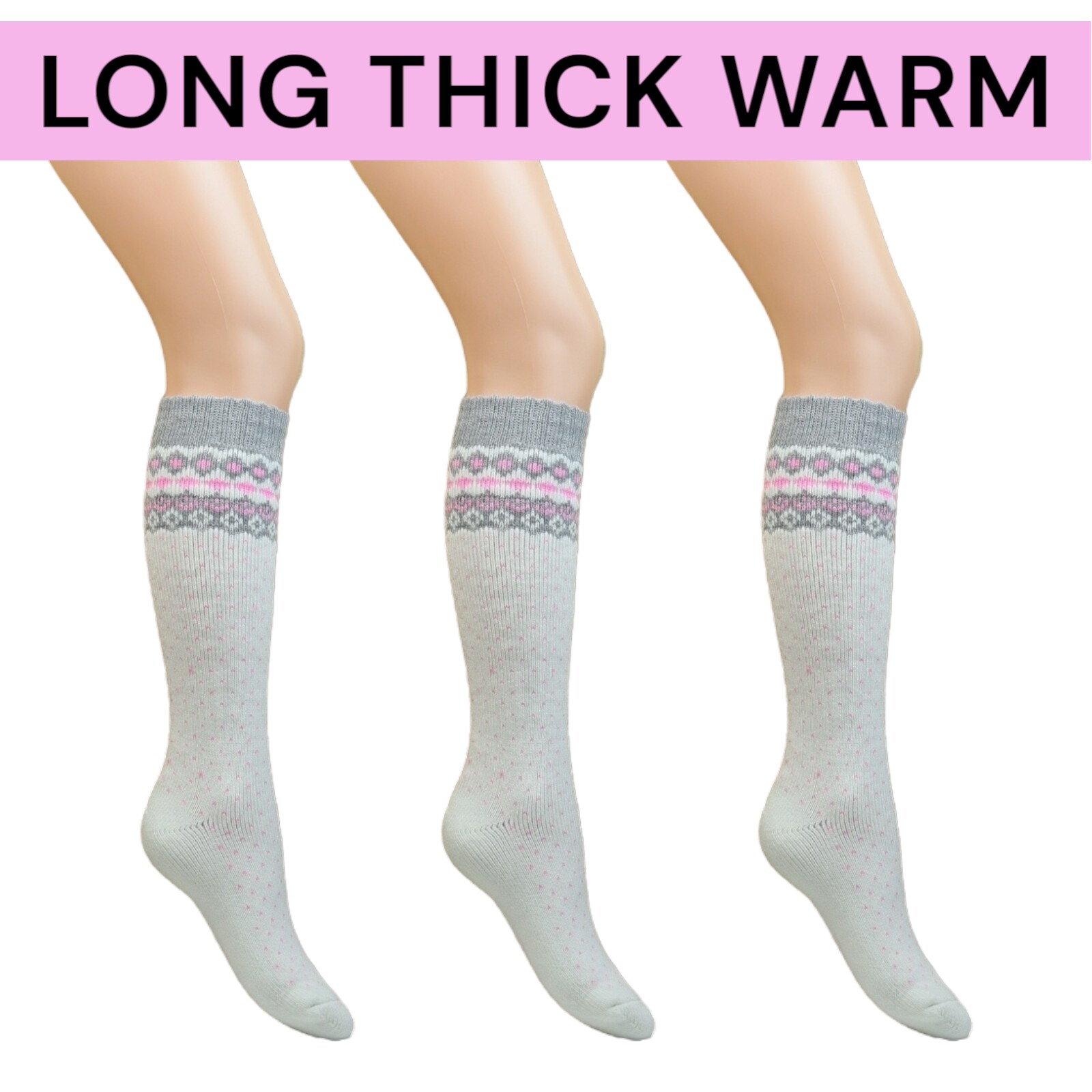 Wellington Boot Socks Ladies Wellie Winter Thermal Boot Long Socks for ...