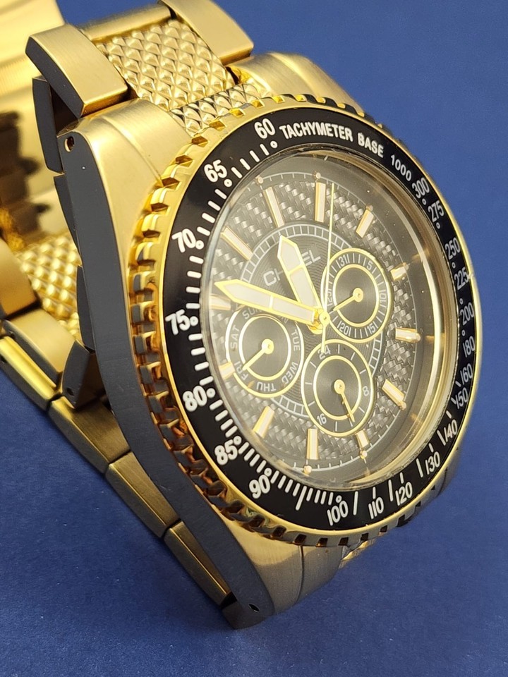 CHISEL 5829107. GOLD COLOURED 45MM. STEEL QUARTZ MEN'S SPORTS WATCH ...