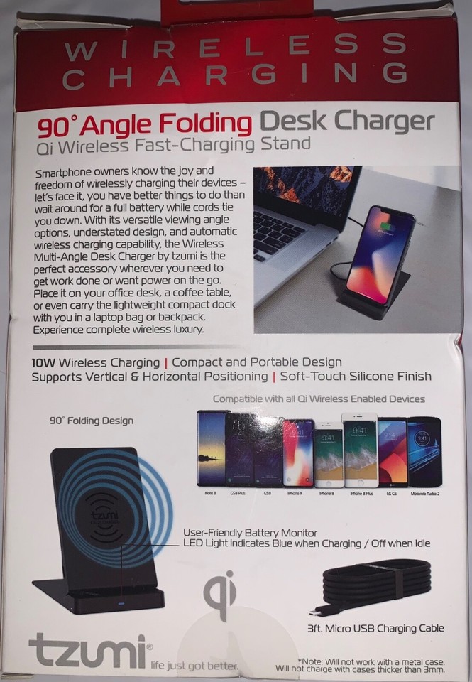 TZUMI 90 Degree Angle Folding 10Watt Wireless Desk Charger Factory ...