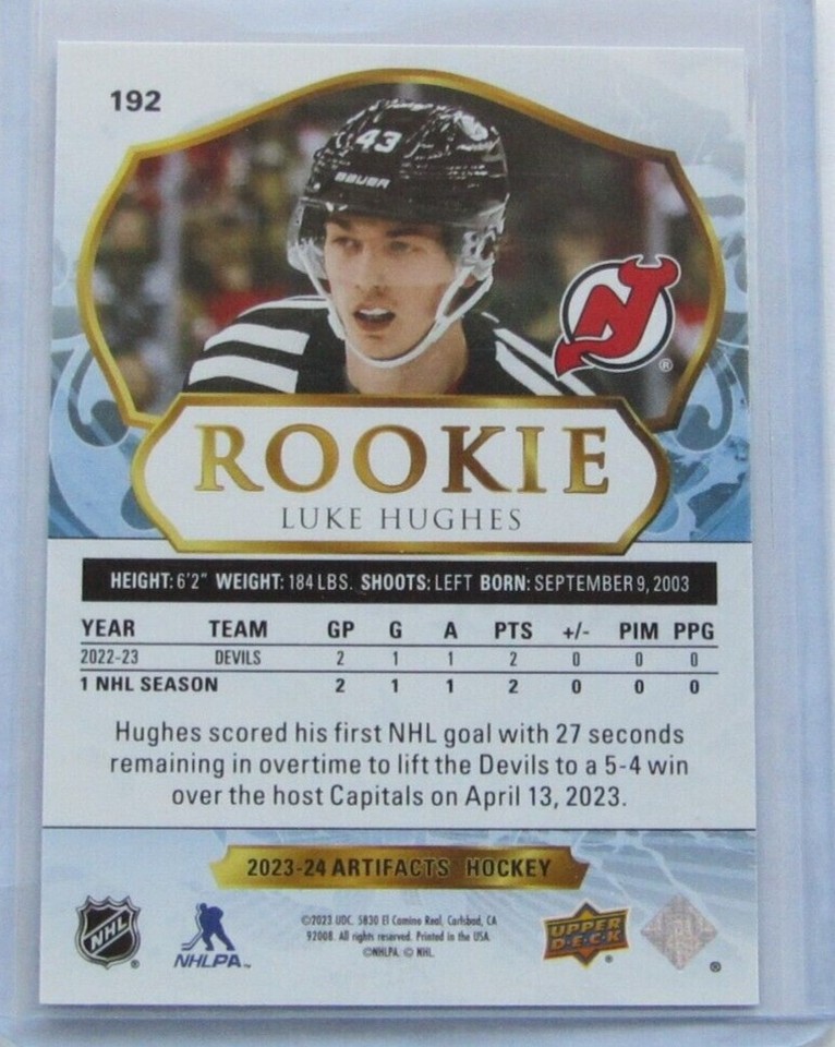 2023-24 Artifacts #192 Luke Hughes-Rookie-804/999 | eBay