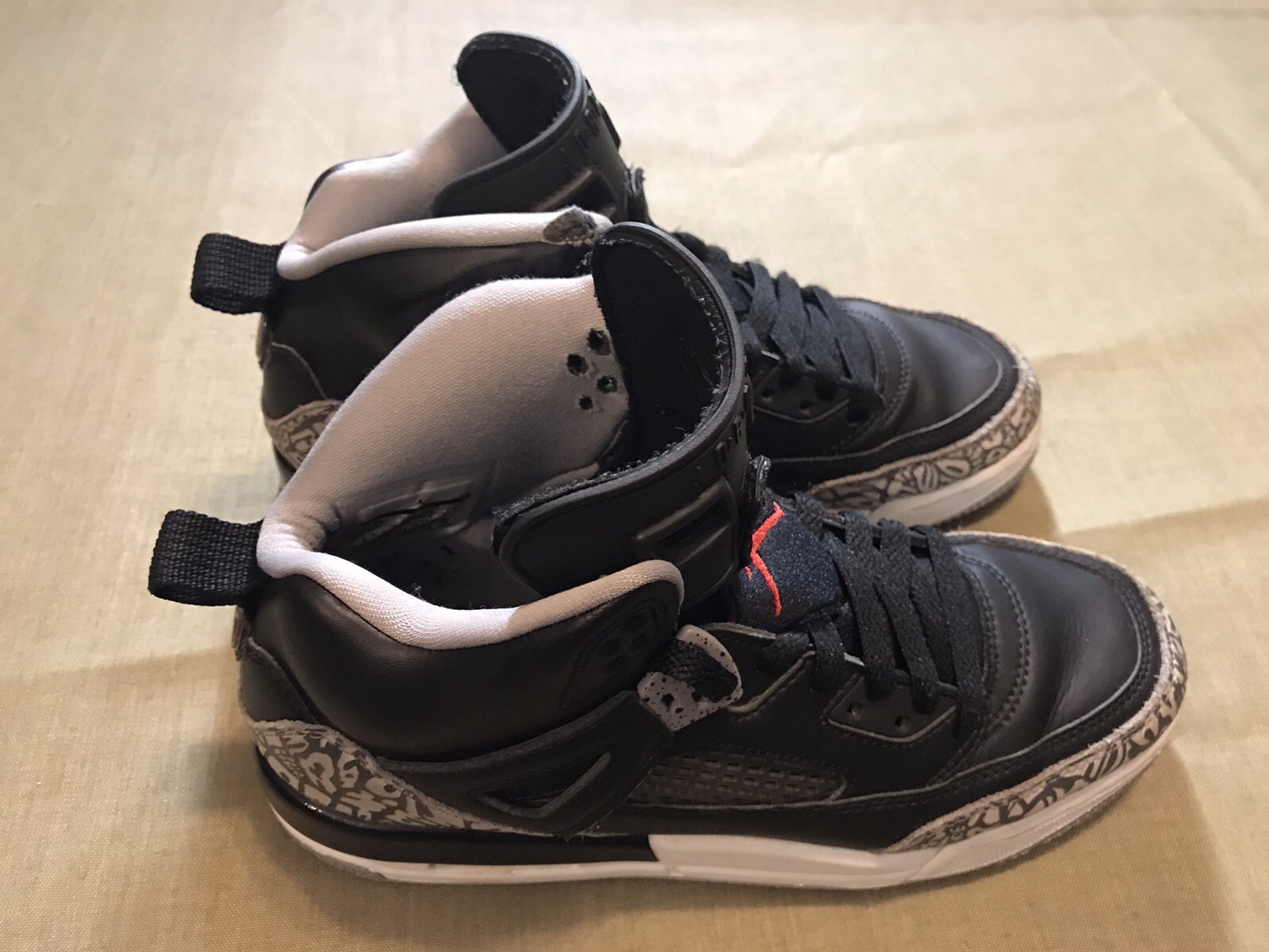 Nike Air Jordan Spizike High Top Black Cement Grey GS 317321-034 Size 6 ...