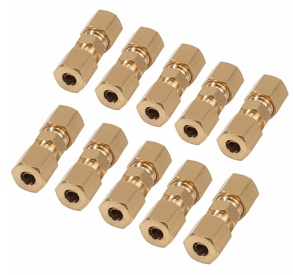10x 3/16" OD Brass Brake Pipe Connector Tubing Joiner Line Union ...