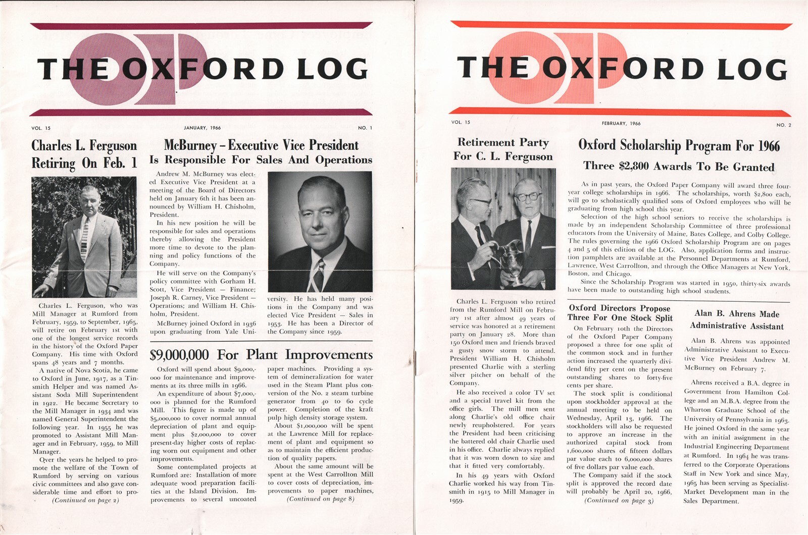 Oxford Paper Company Rumford, Maine The Oxford Log 1966 January And ...
