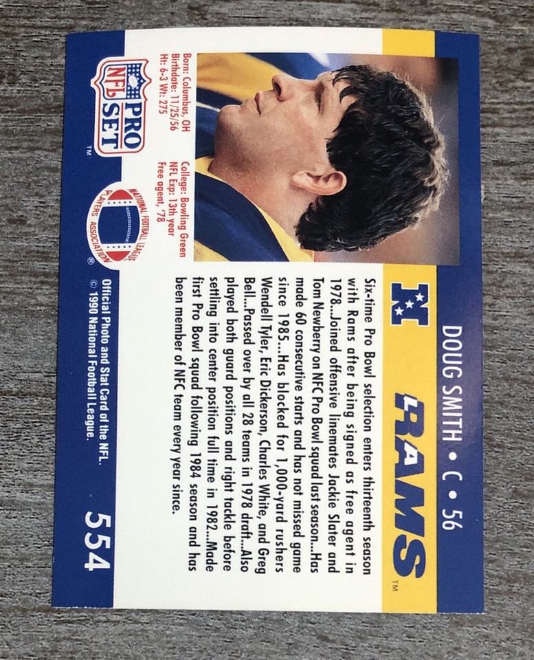 Doug Smith 1990 Pro Set Rams #554 *C672* | eBay