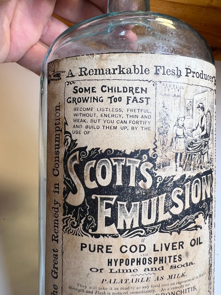 Antique 1890s Scott’s Emulsion Cod Bottle Label KIDS GROWING TOO FAST ...