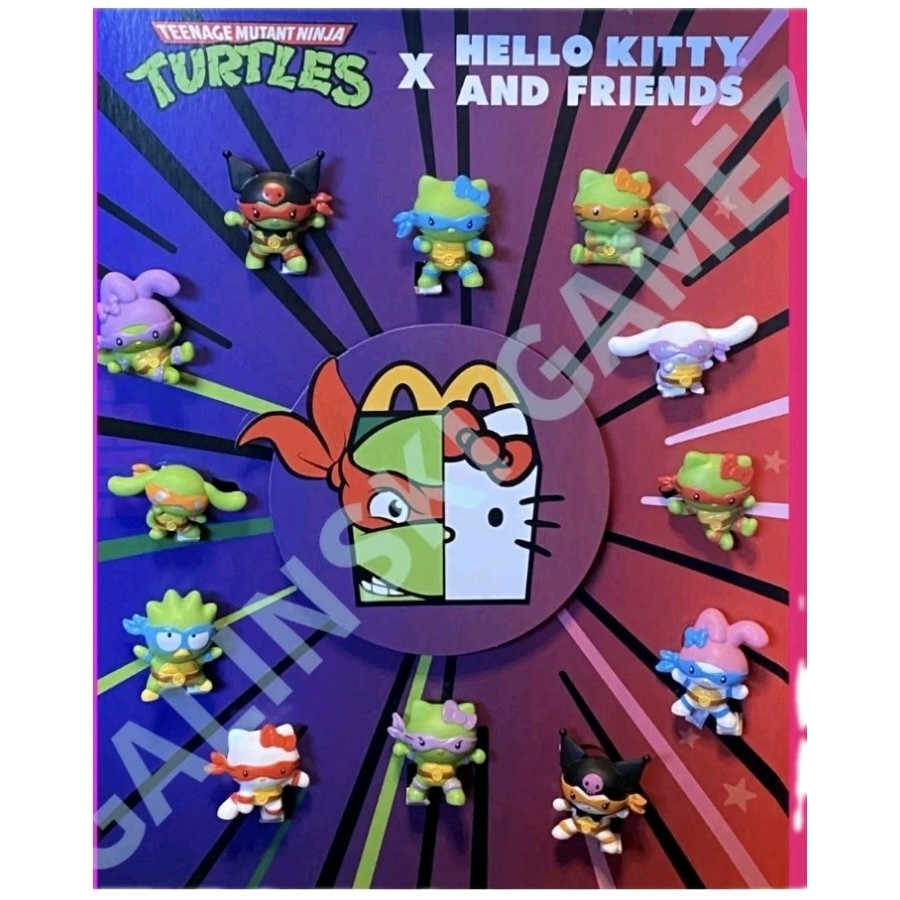SET 12pcs Mcdonalds Teenage Mutant Ninja Turtles x Hello Kitty ...