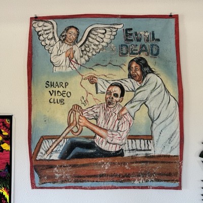 Hand Painted Mr. Brew Evil Dead Movie Poster on flour sack. Deadly Prey ...