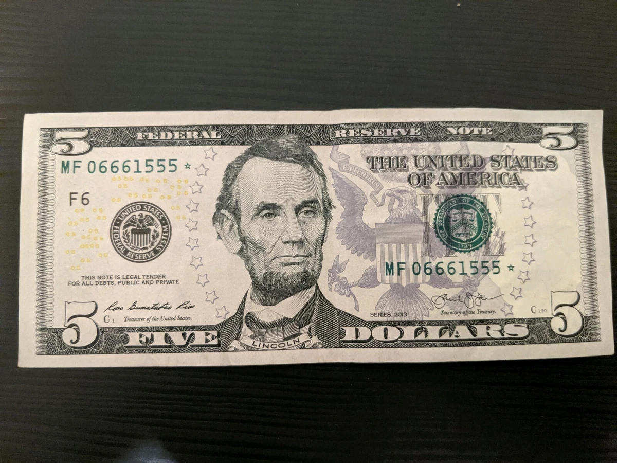 5 Dollar Bill Back Actual Size
